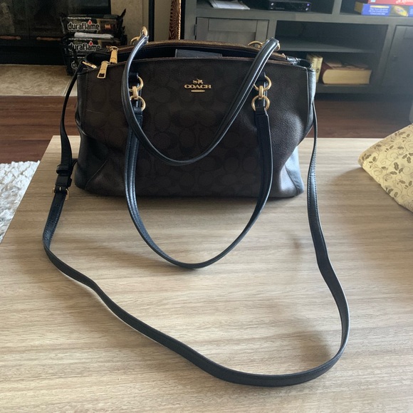 Coach | Bags | Coach Christie Signature Carryall Leather Handbag ...